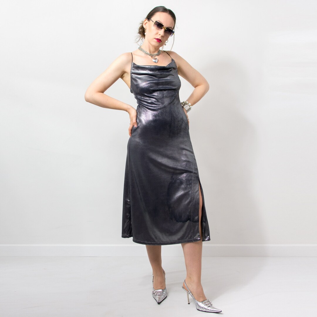 Vintage Metallic Slip Dress Bodycon Nightgown Women Size M/L - Etsy