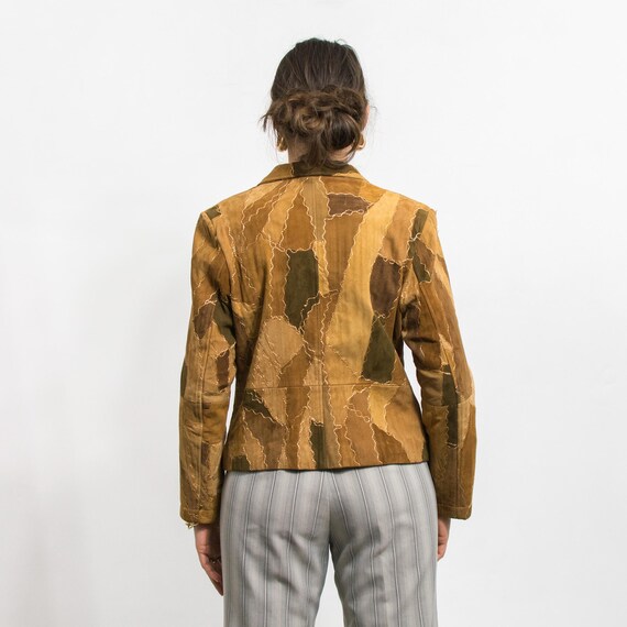 Patchwork suede leather jacket 90's Vintage retro wom… - Gem