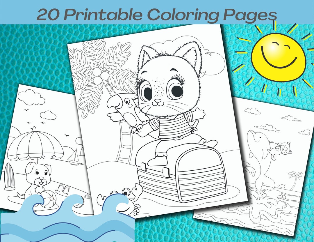 Summer Coloring Pages 20 Printable Summer Coloring Pages - Etsy