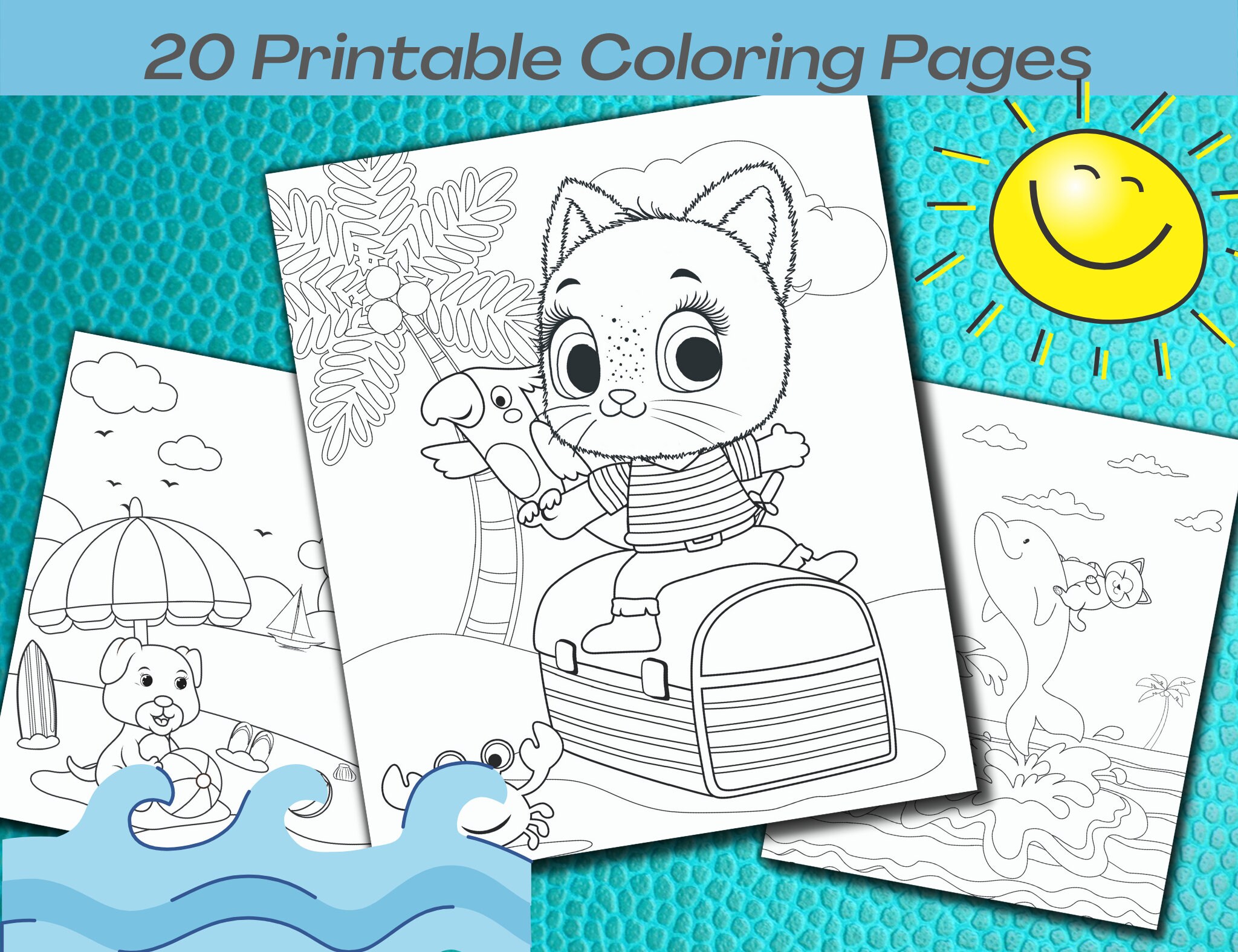 Summer Coloring Pages 20 Printable Summer Coloring Pages - Etsy
