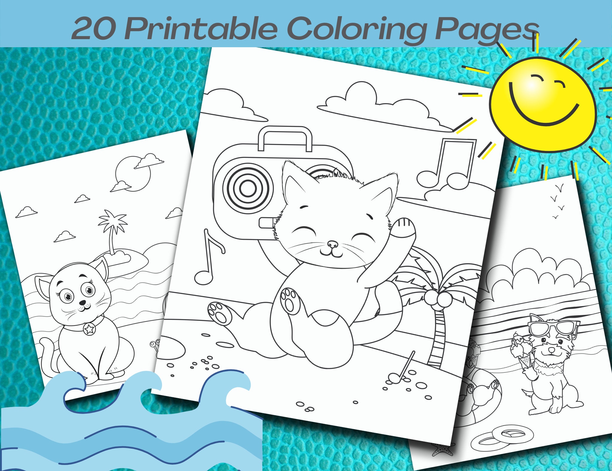 Summer Coloring Pages 20 Printable Summer Coloring Pages - Etsy