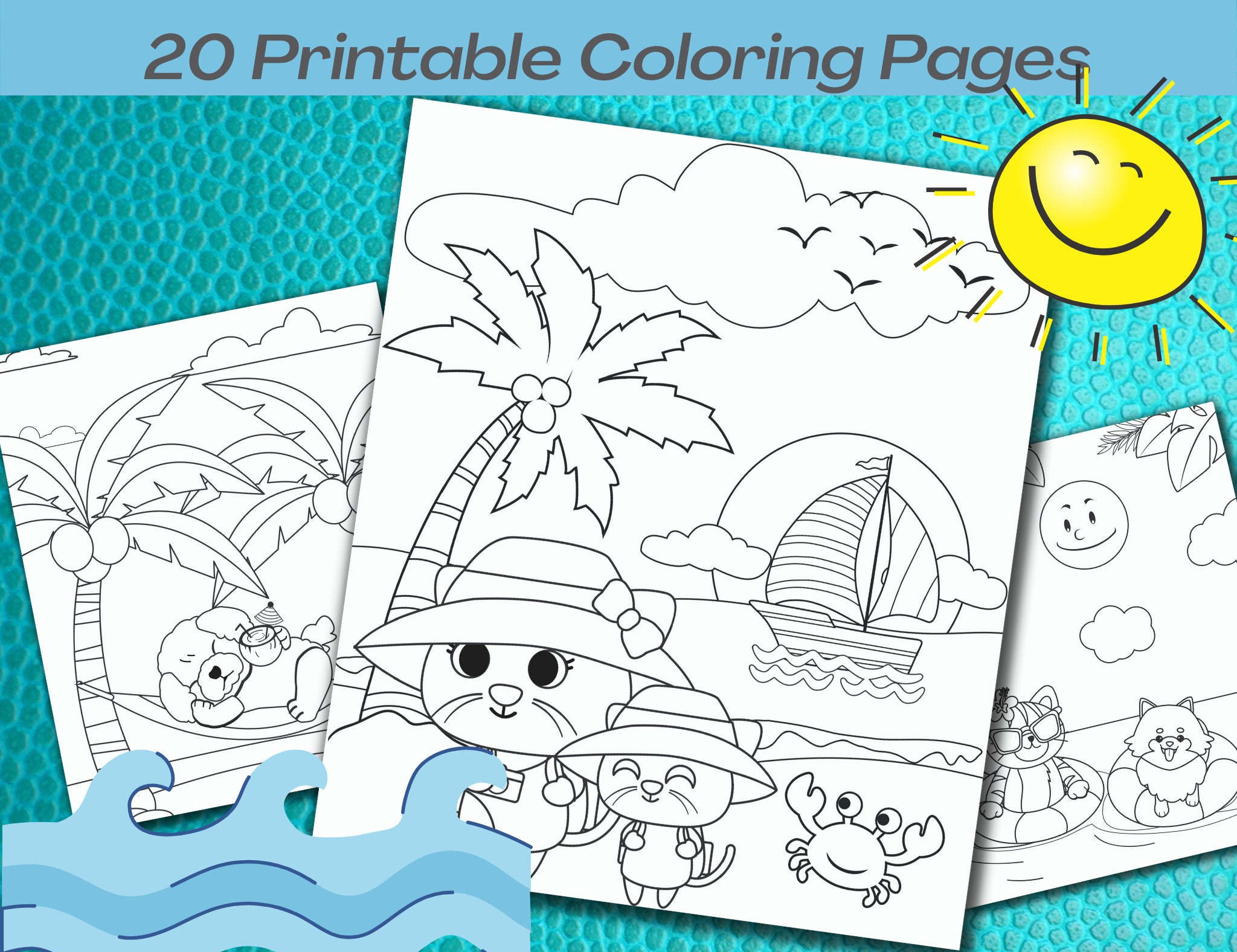 Summer Coloring Pages 20 Printable Summer Coloring Pages - Etsy