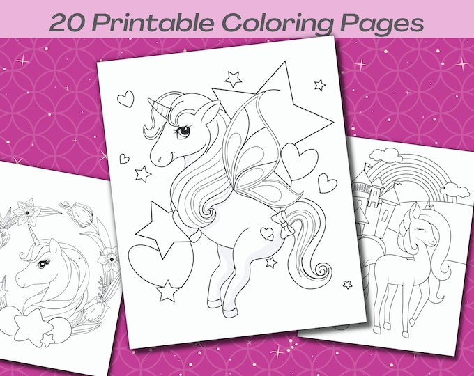 Unicorn Birthday Coloring Pages, Unicorn Birthday Printables, Unicorn ...