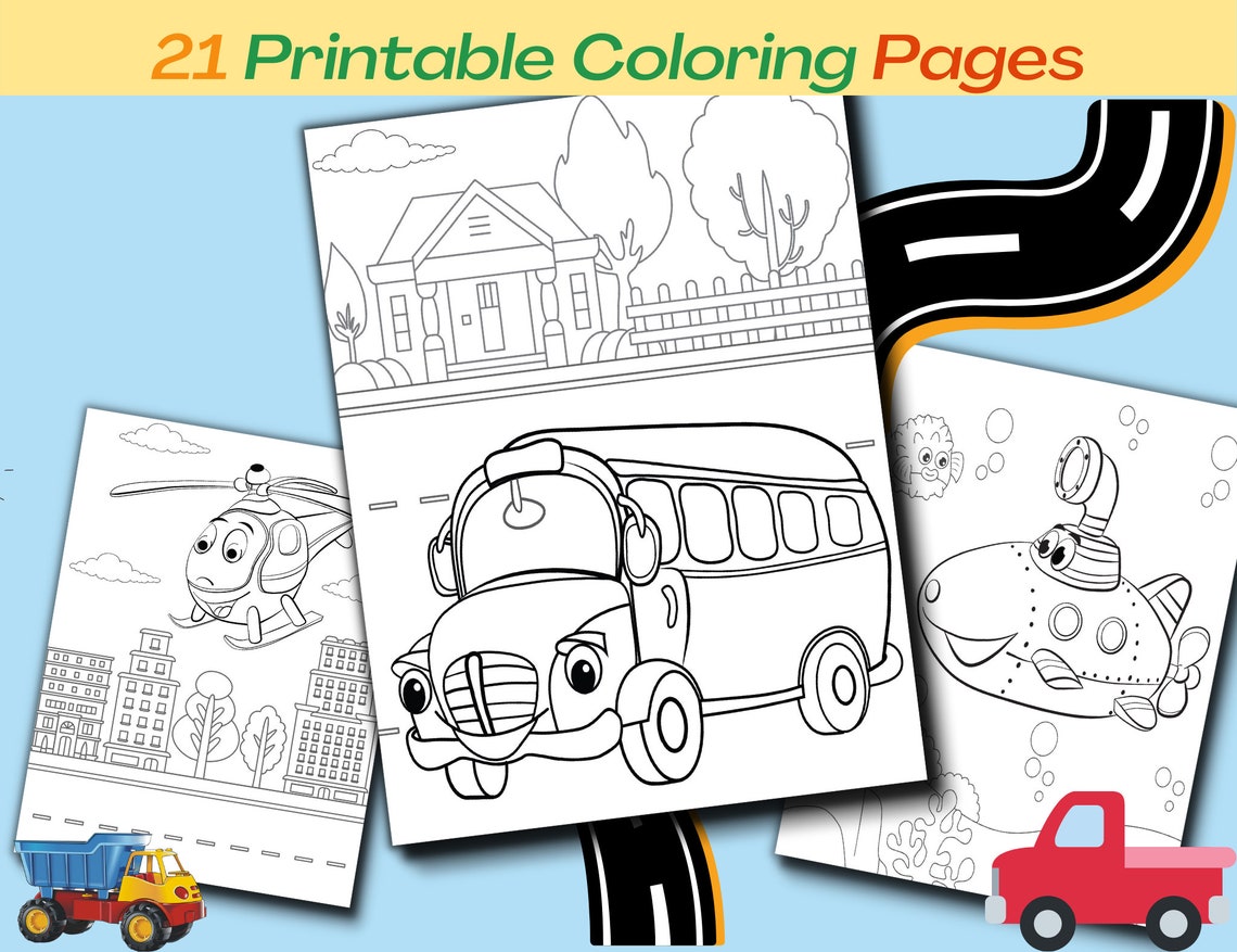 Vehicle Coloring Pages 21 Printable Vehicle Coloring Pages - Etsy