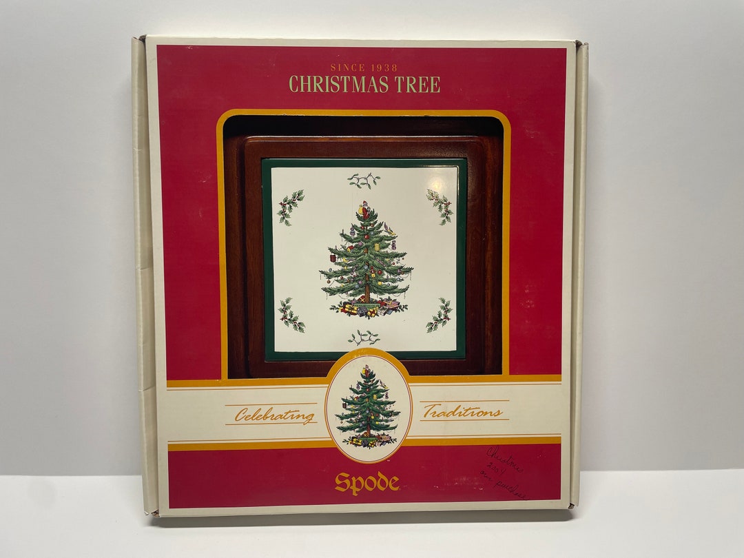 Spode Christmas Tree Cracker and Cheese Tray Knife 12" Wooden Tile ...