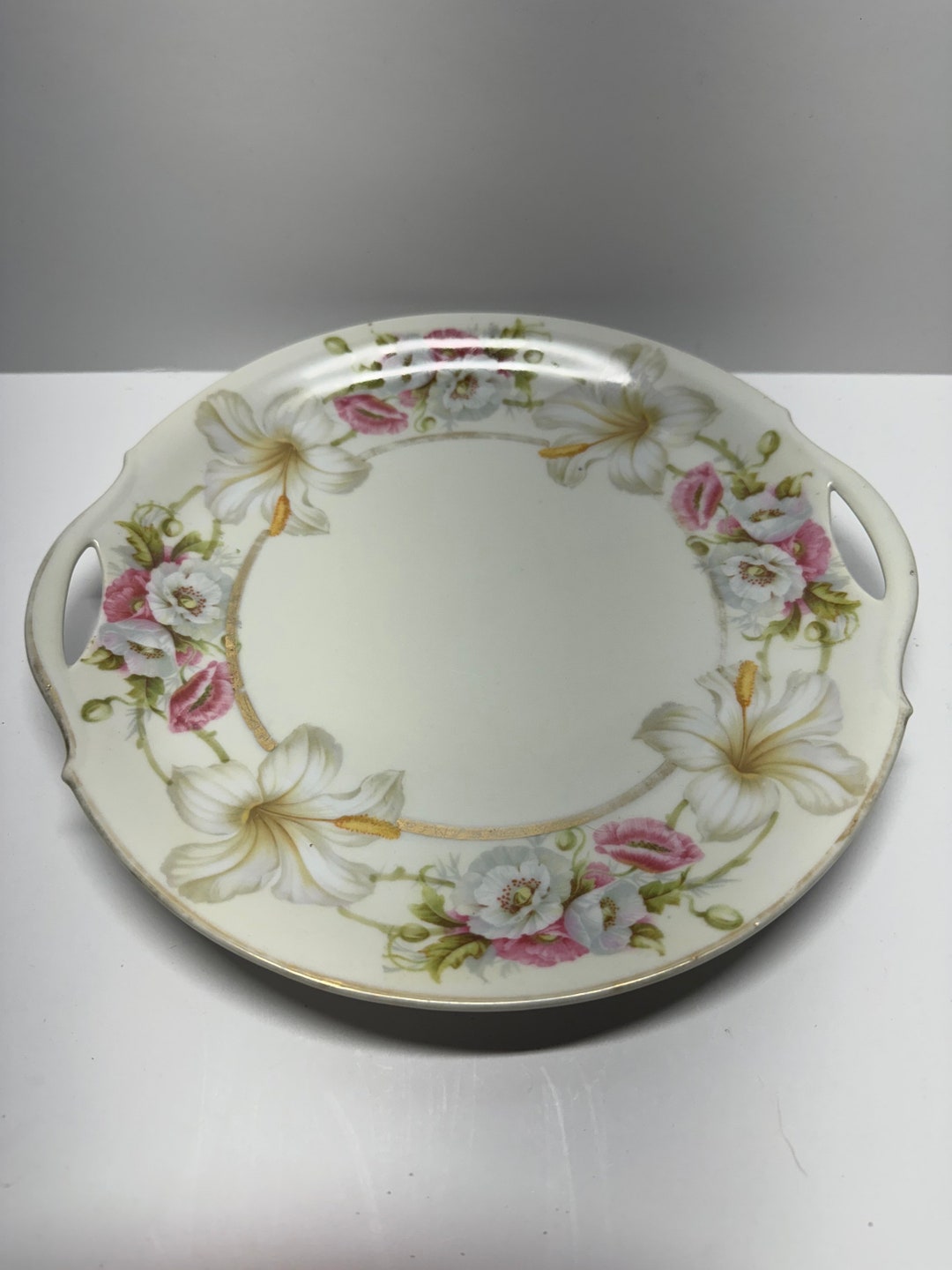 Pink and White Floral Pattern Serving Plate - Etsy