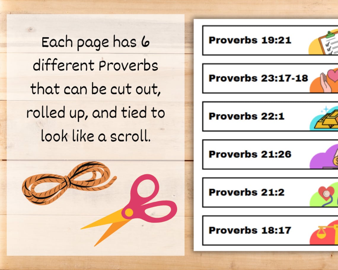 Proverbs Kids Activity "scrolls of Wisdom"-cut and Tie Christian ...