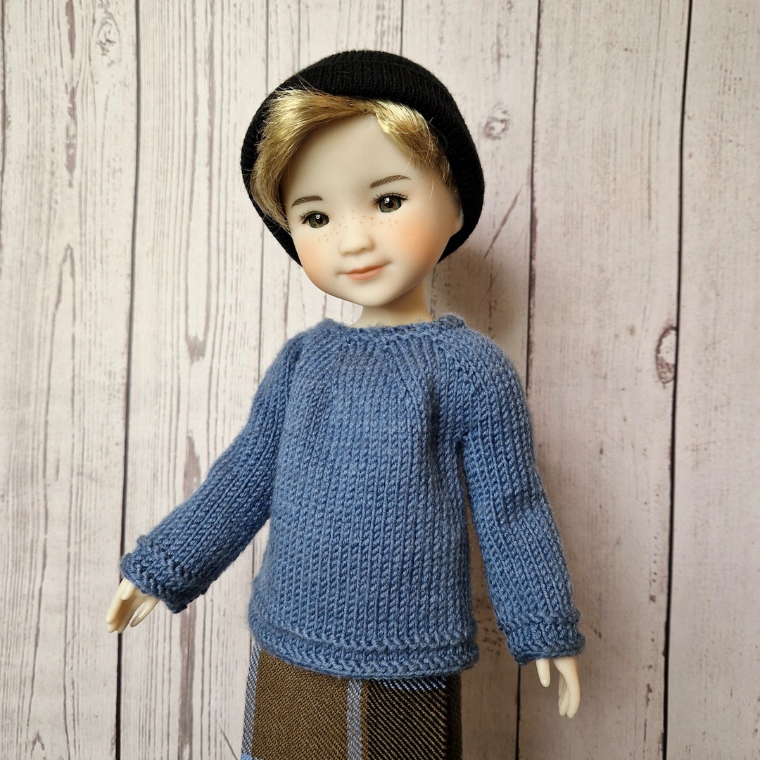 14 Inch Doll Knitting Pattern Unisex Round-neck Sweater for 14-15 Dolls ...