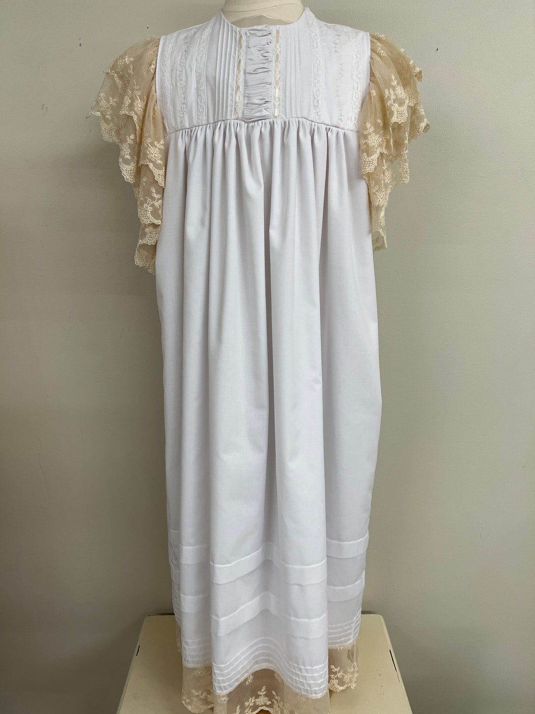 Lajenns White Batiste Heirloom Dress With Ivory English Lace and White ...