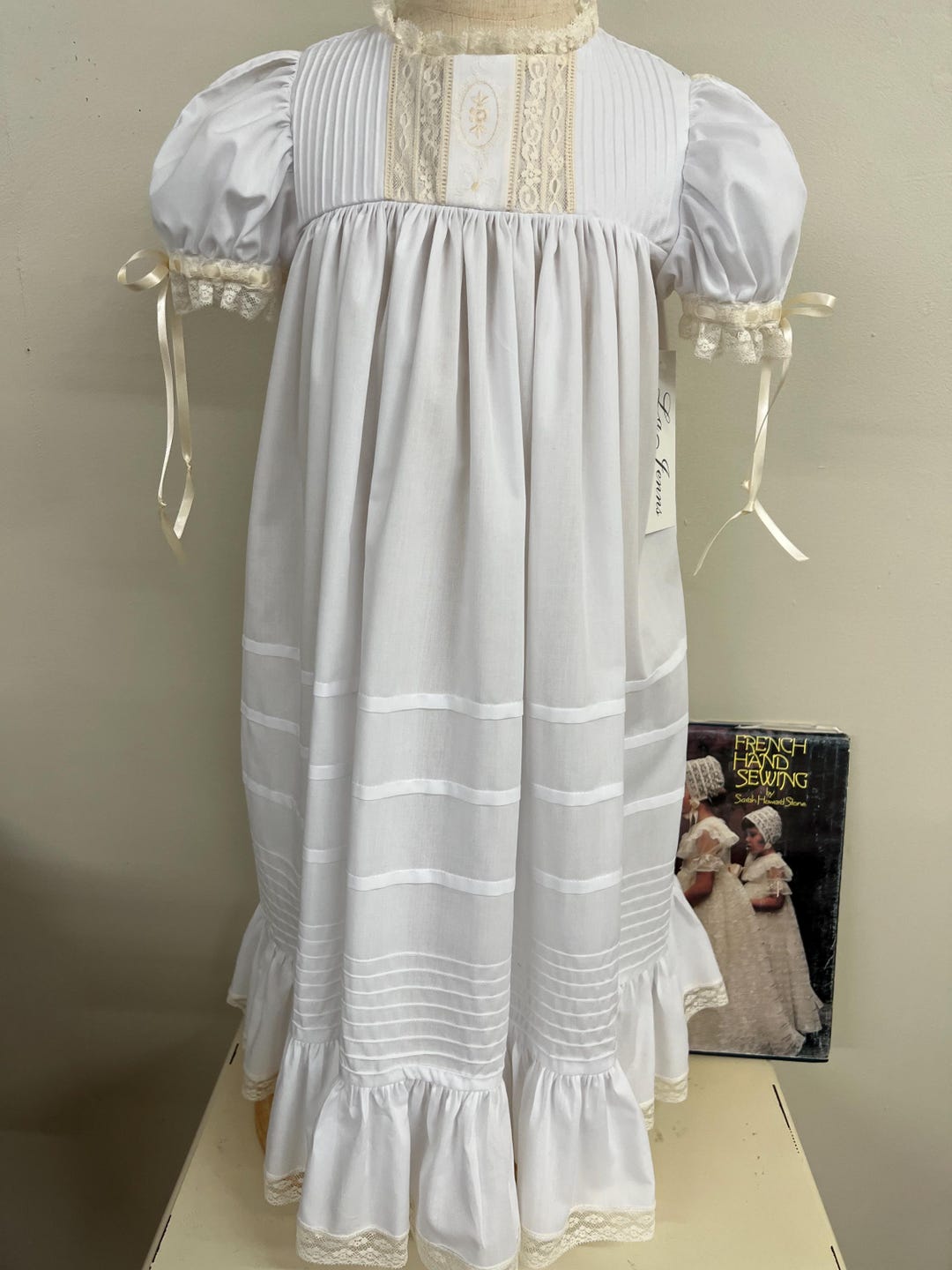 Lajenns White Batiste Heirloom Dress With Ivory French Lace and Swiss ...