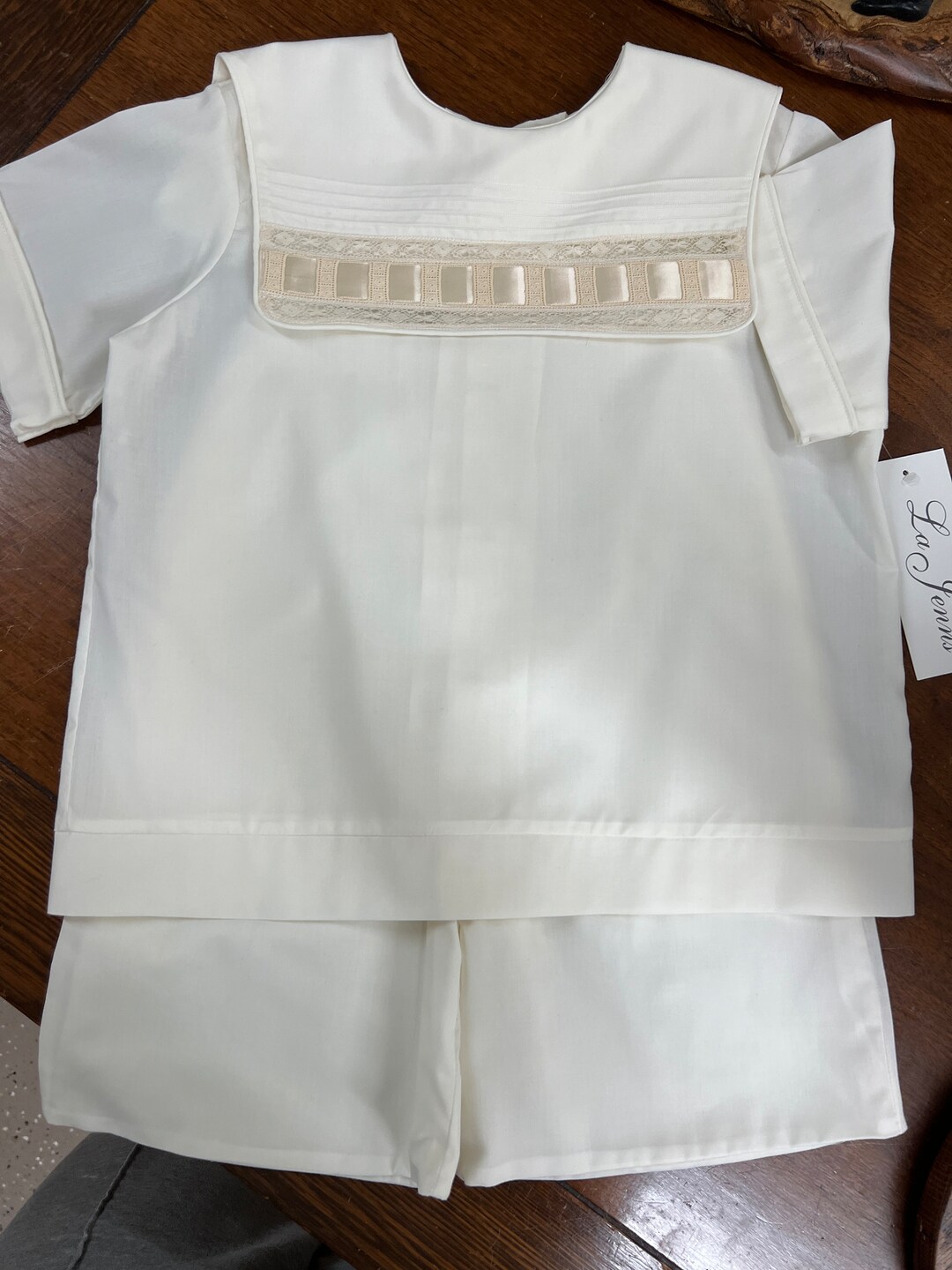 Lajenns Boys Two Piece Ivory Batiste Short Set With a Portrait Collar ...