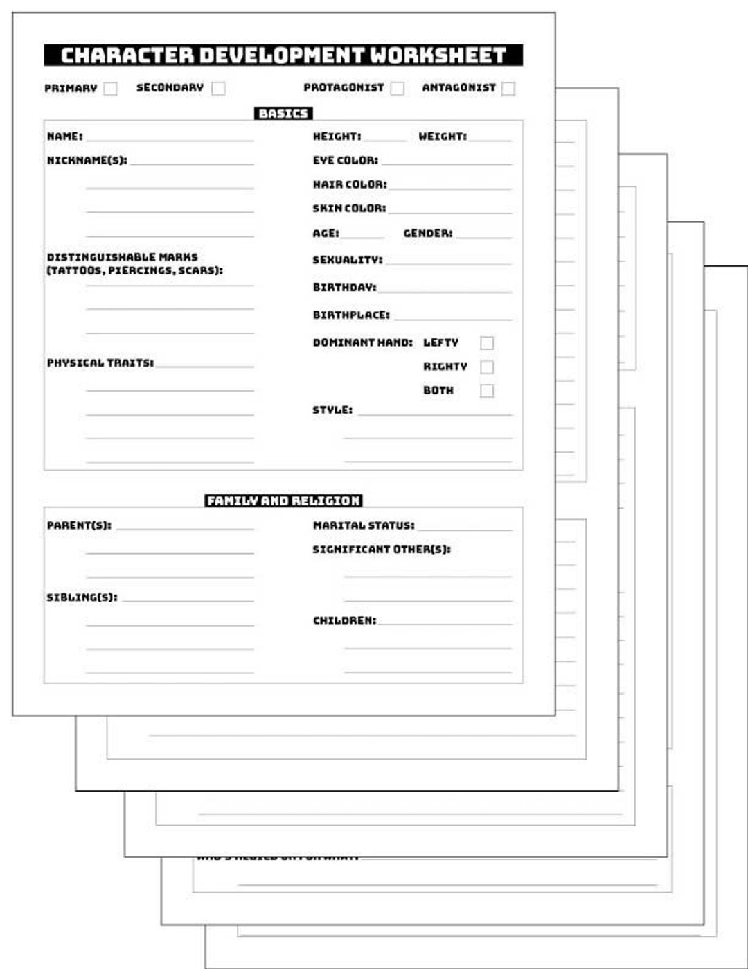 Printable Character Development Planner - Etsy