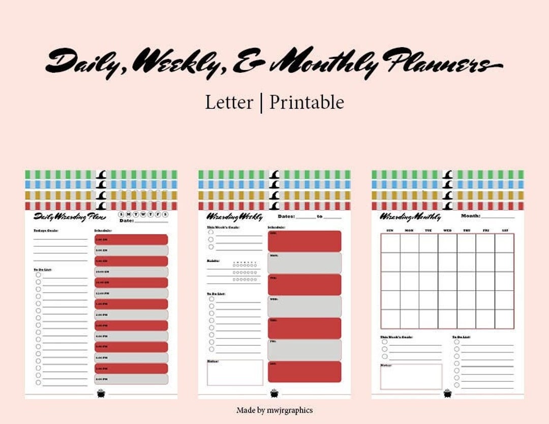 Wizarding Daily Planners, Weekly Planners, Monthly Planners - Etsy