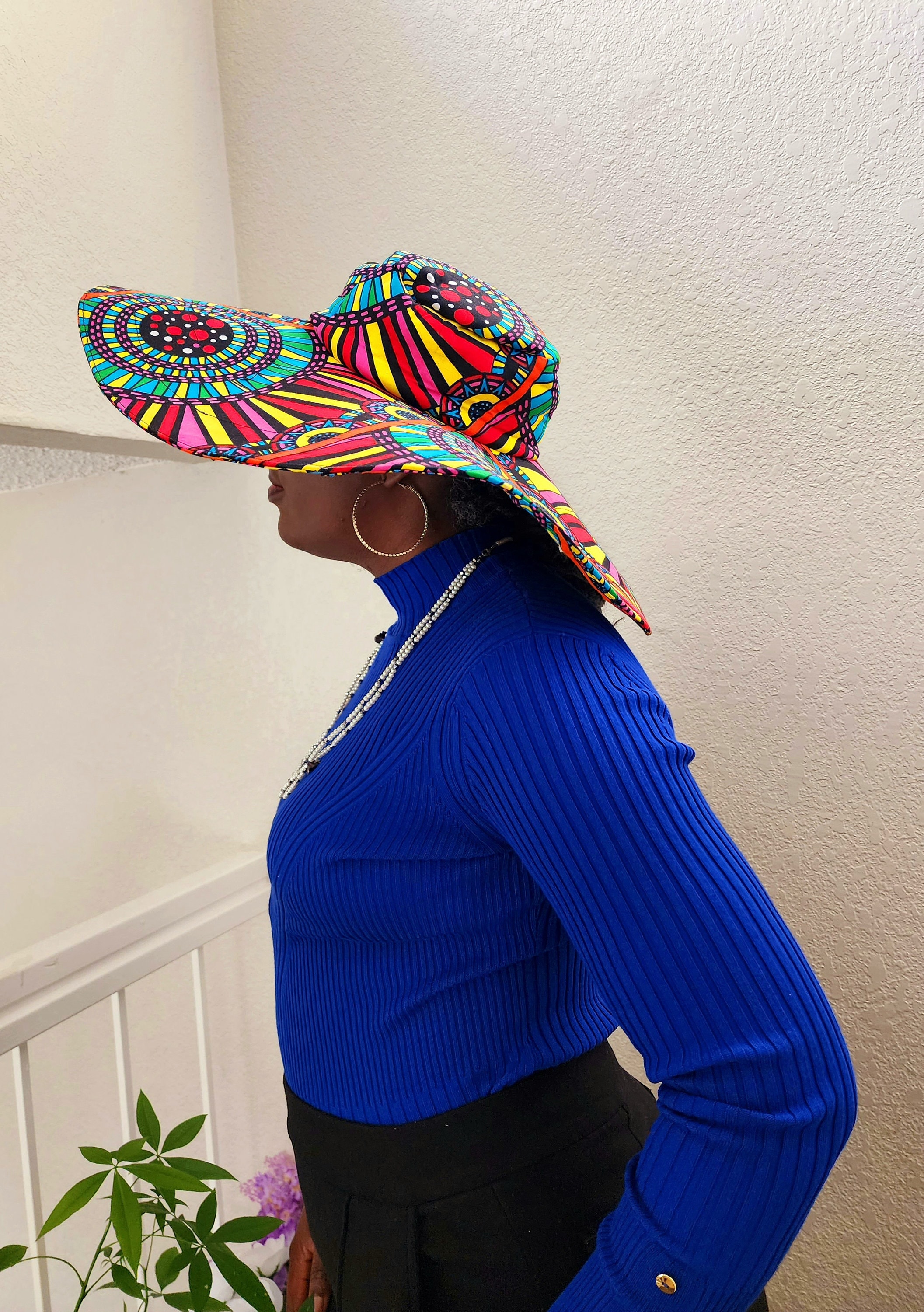 Wide Brim Sun Hat/beach Hats/uv Sun Visor/protection/big African Print ...