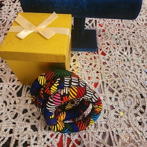 African Print Fabric Bracelet Set: Matching Headband, Colorful Bangles ...