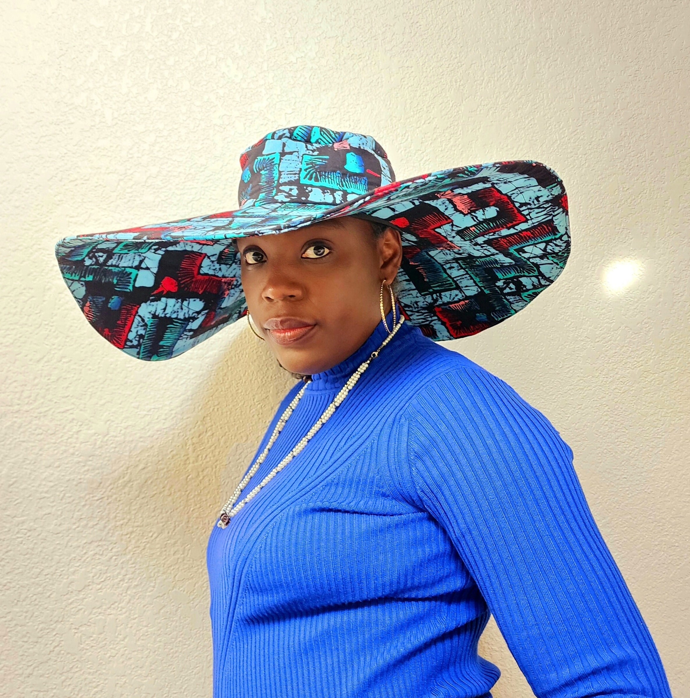 Wide Brim Sun Hat/beach Hats/uv Sun Visor/protection/big African Print ...