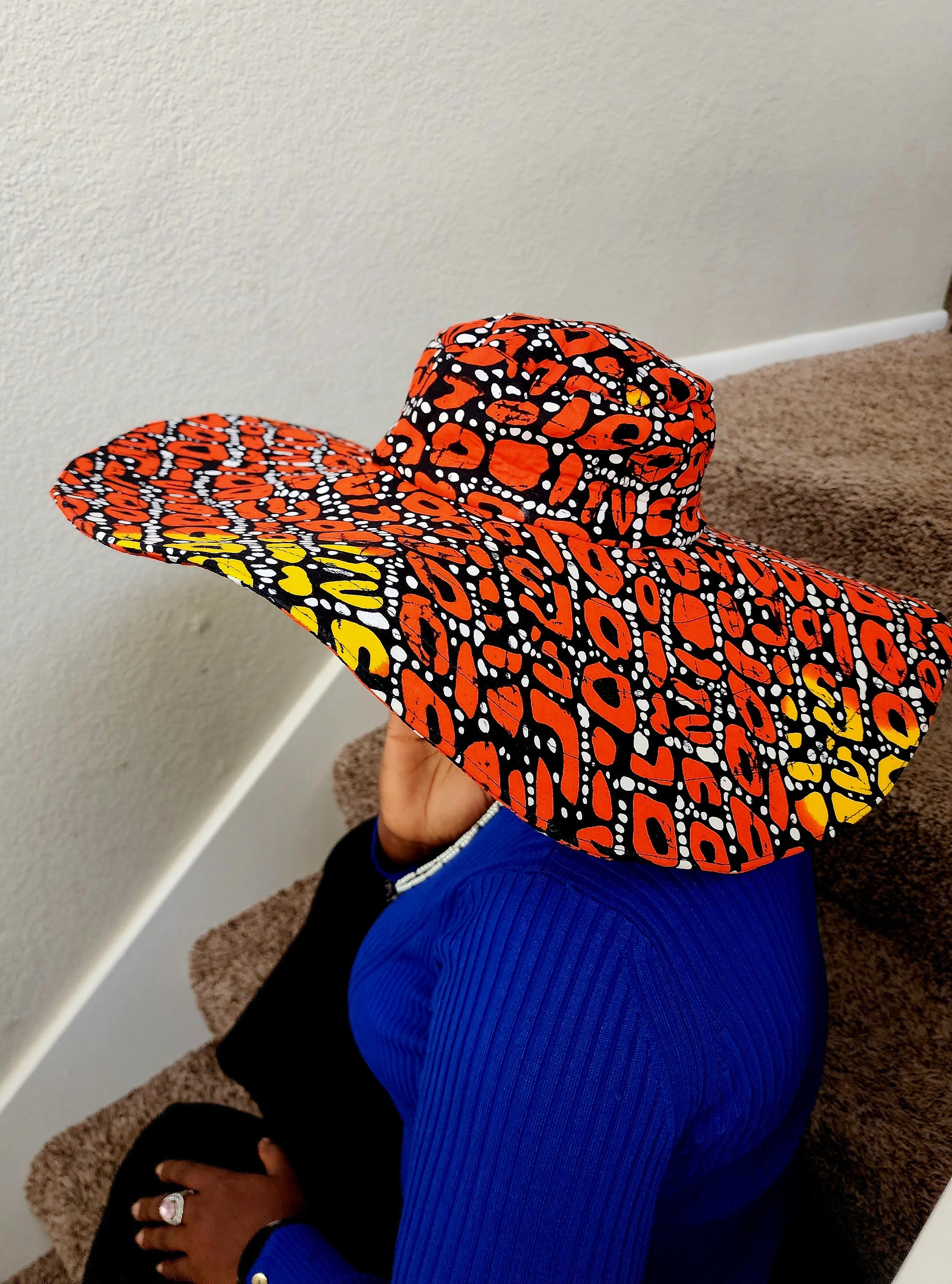Wide Brim Sun Hat/beach Hats/uv Sun Visor/protection/big African Print ...