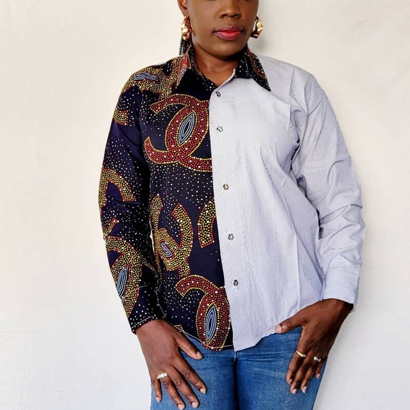 African Print Blouse - Etsy