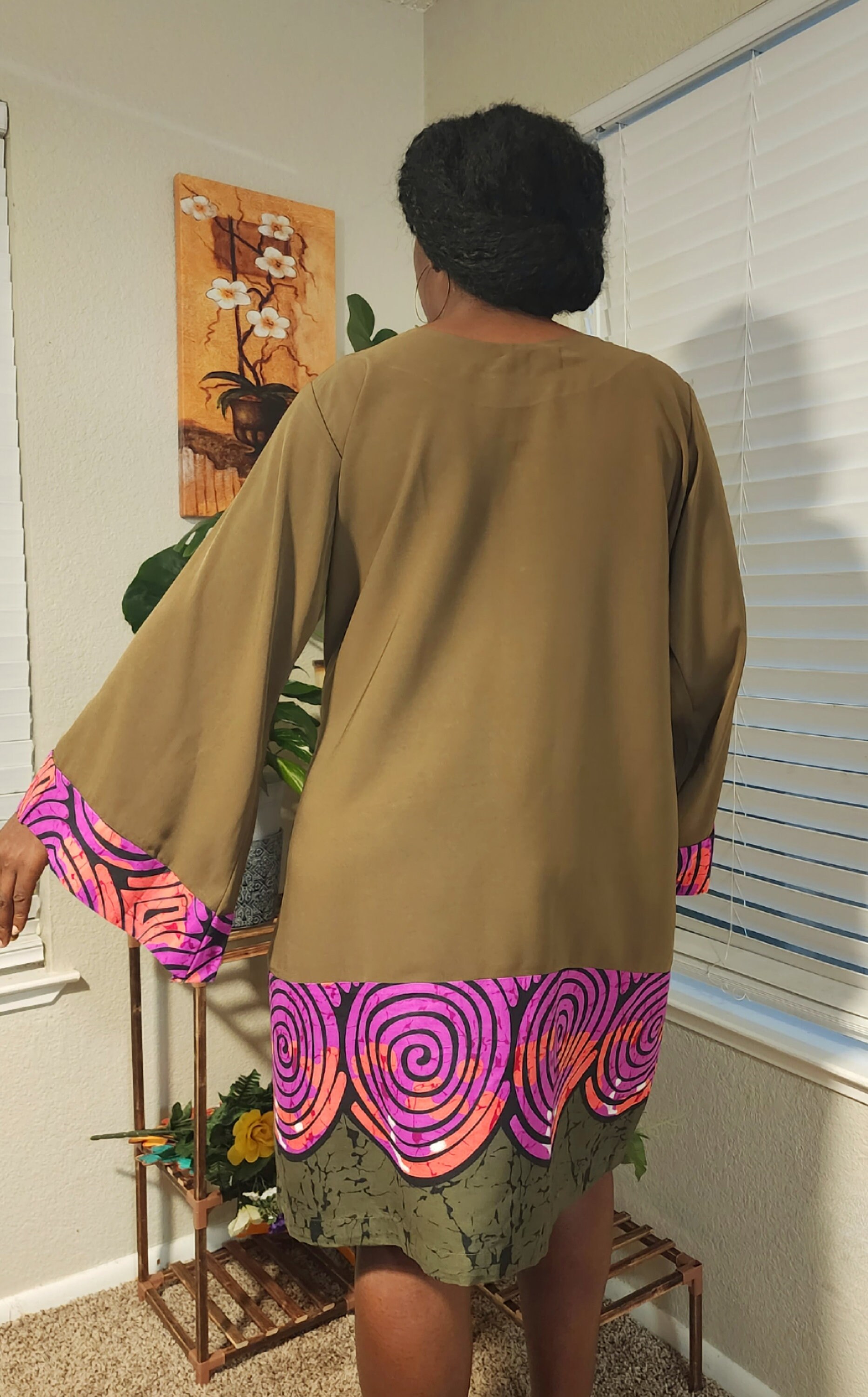 African Print Plain and Patterned A-line Sleeves Free Fit Short Dress ...