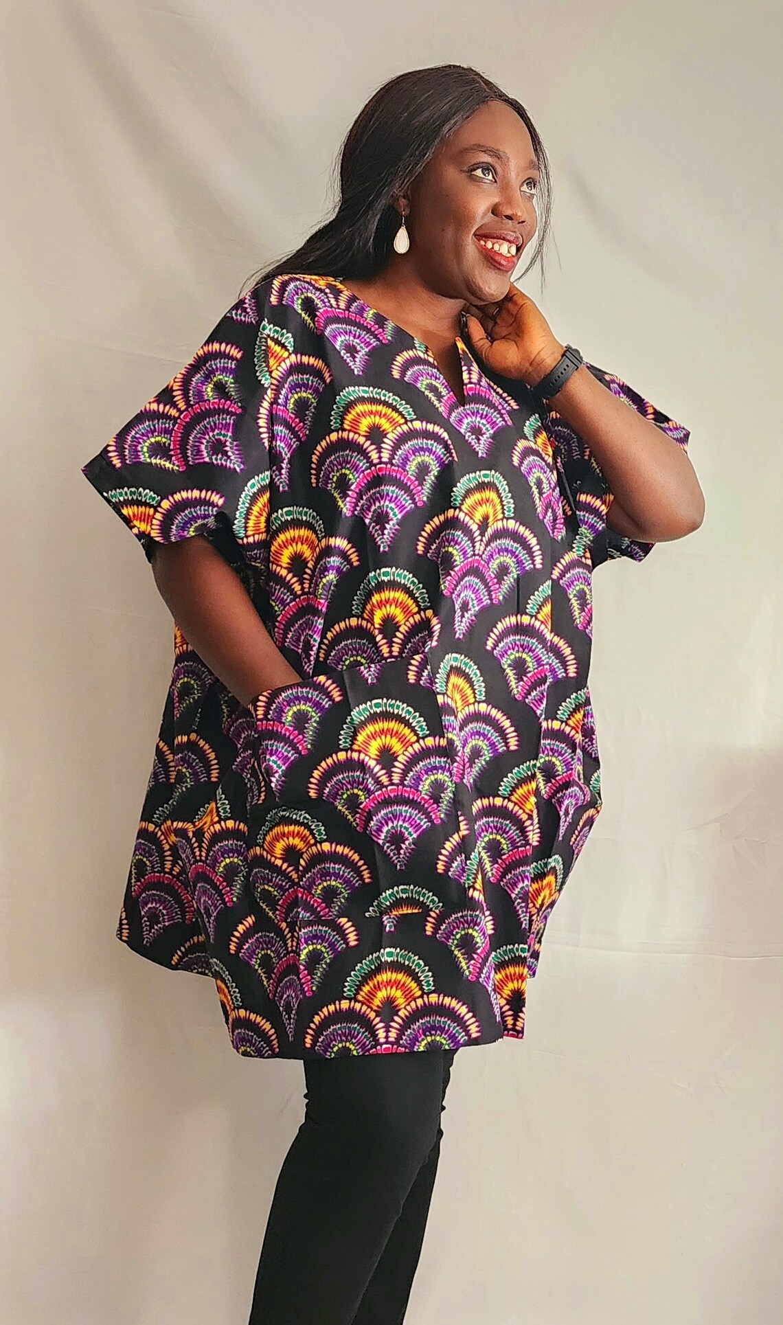 African Print Kaftan, Short Boubou Top,maxi Plus Size Dress, Ankara for ...