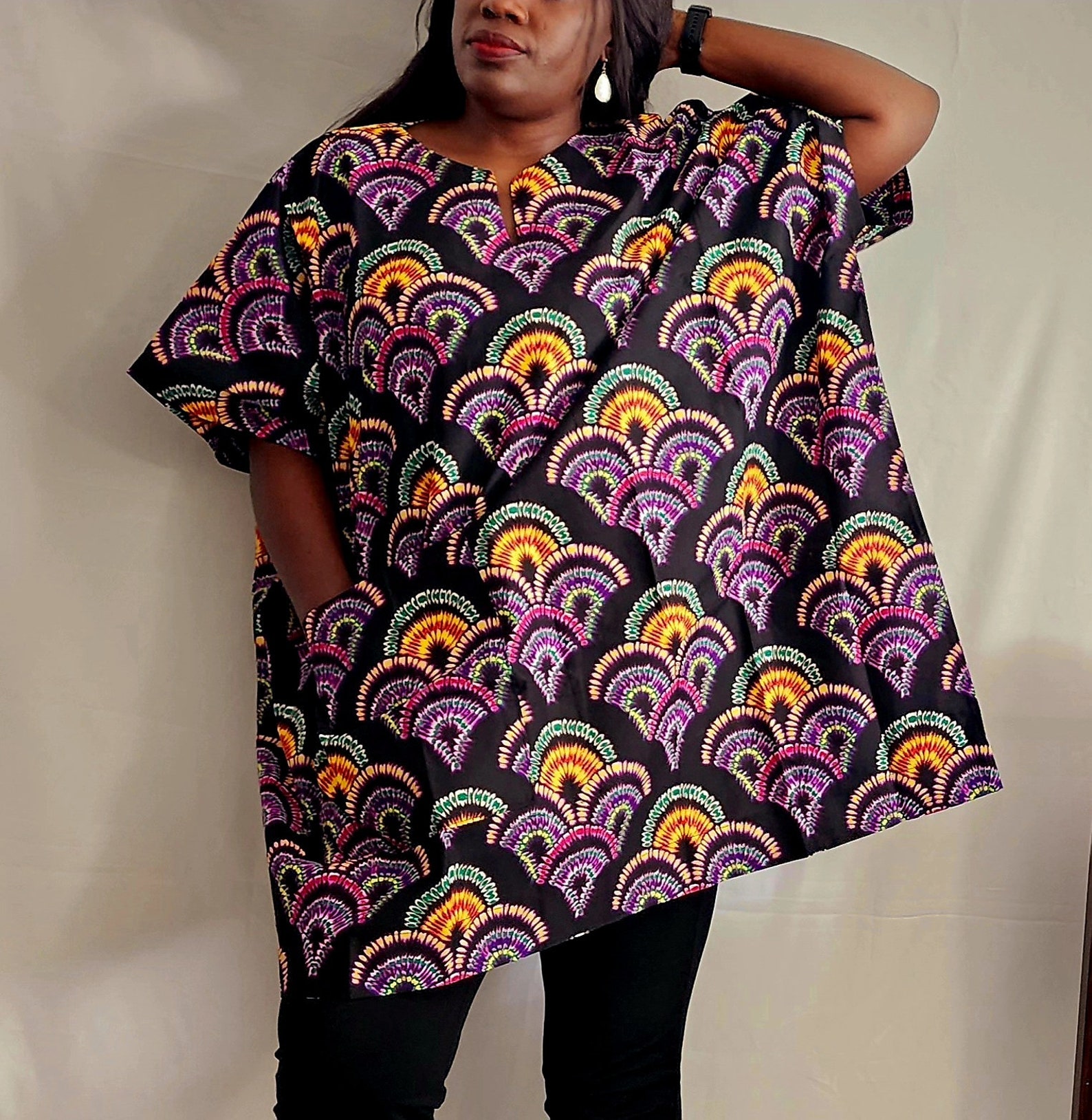 African Print Kaftan, Short Boubou Top,maxi Plus Size Dress, Ankara for ...