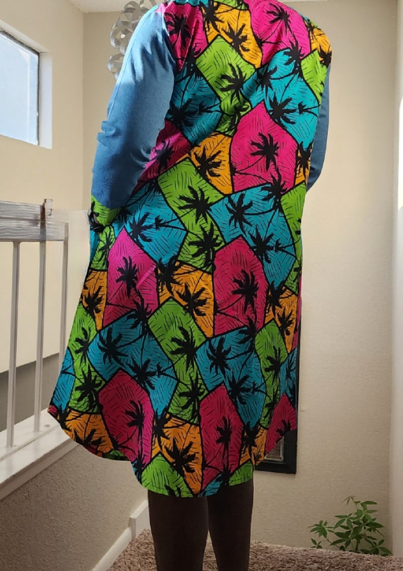 Amichi African Print and Jeans Combo Zip-down Shirt Dress/jacket, Women ...