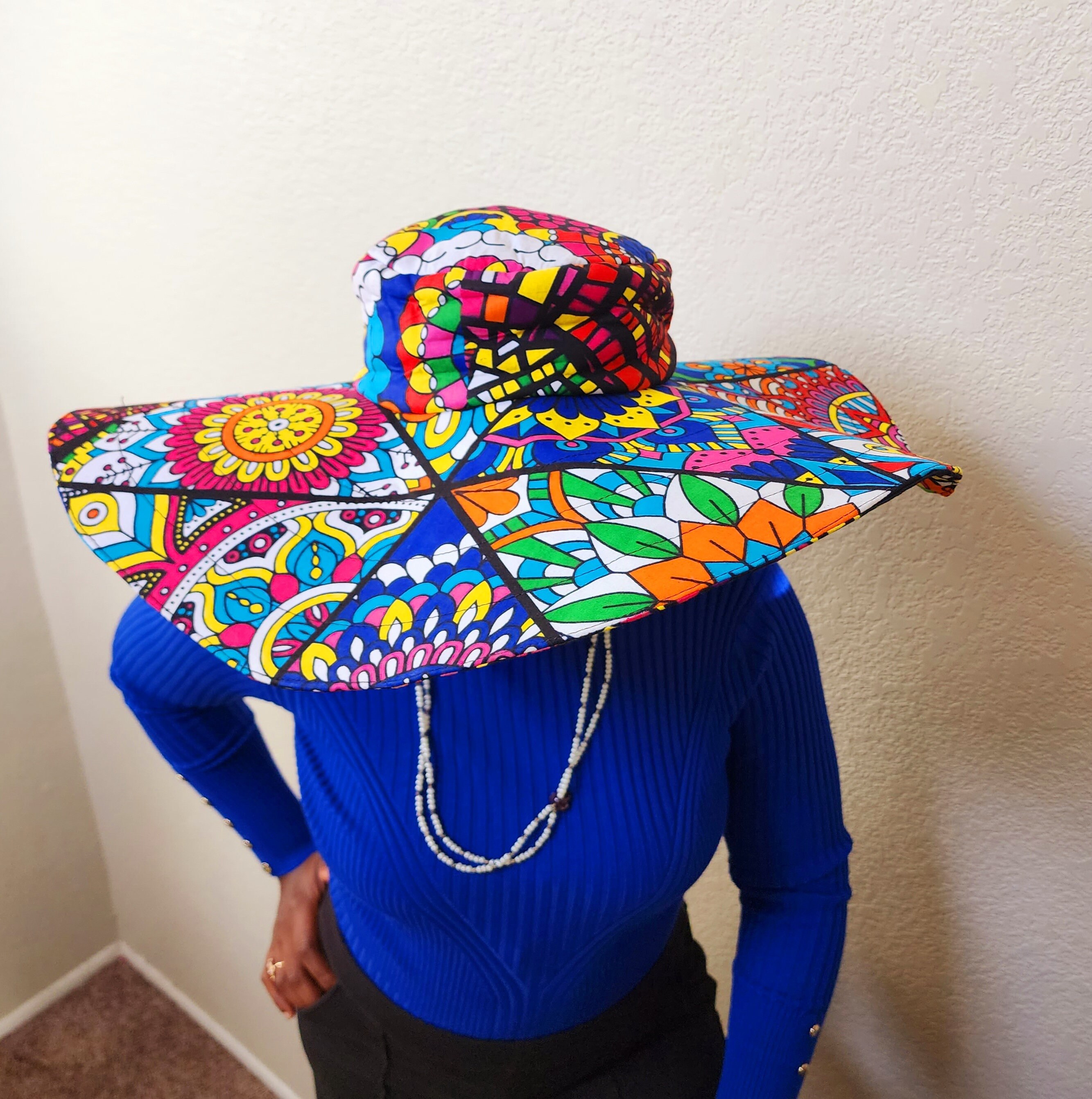 Wide Brim Sun Hat/beach Hats/uv Sun Visor/protection/big African Print ...