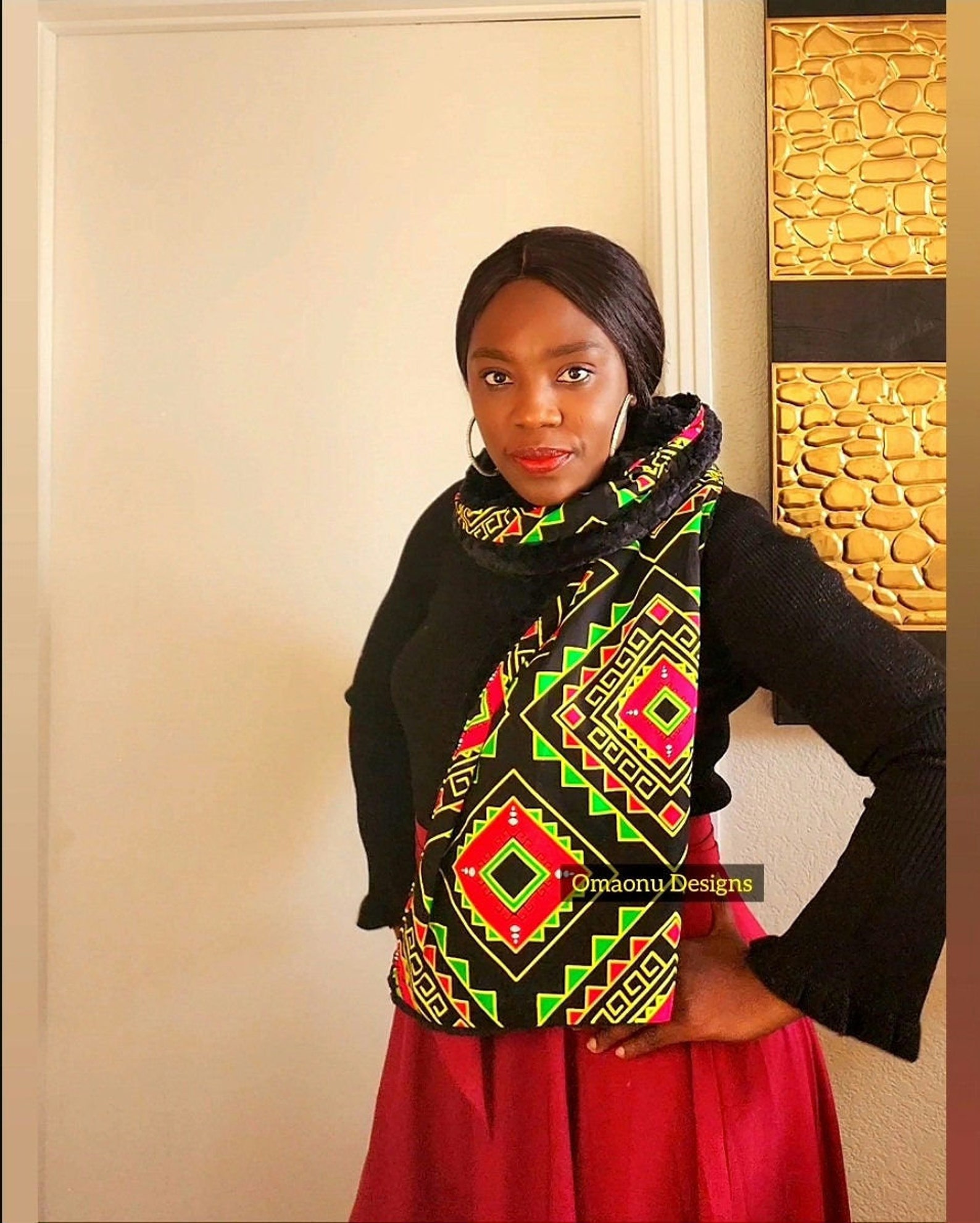 Reversible African Print Fleece Scarf, Infinity Ankara Shawl, Gift Item ...