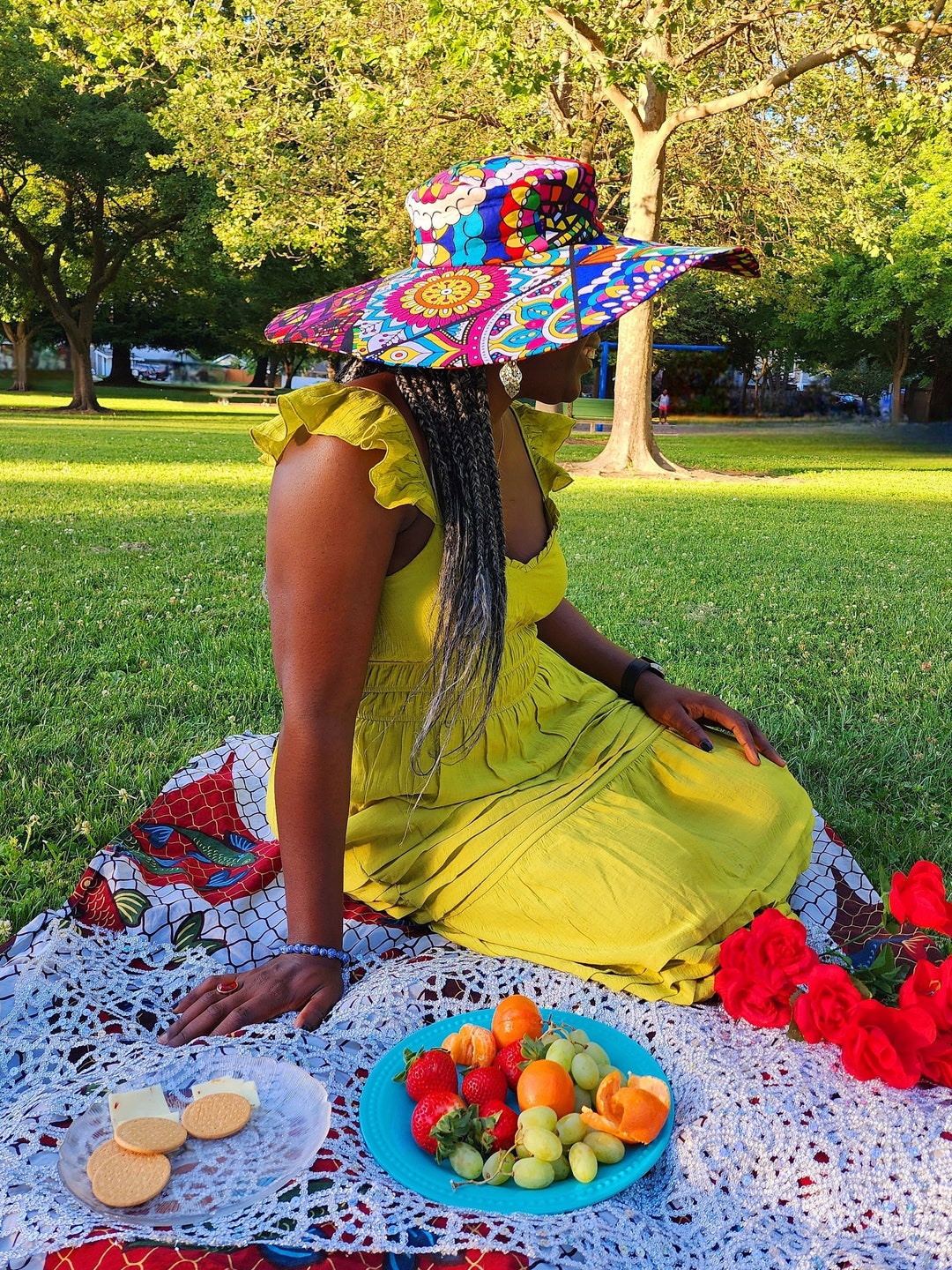 Wide Brim Sun Hat/beach Hats/uv Sun Visor/protection/big African Print ...