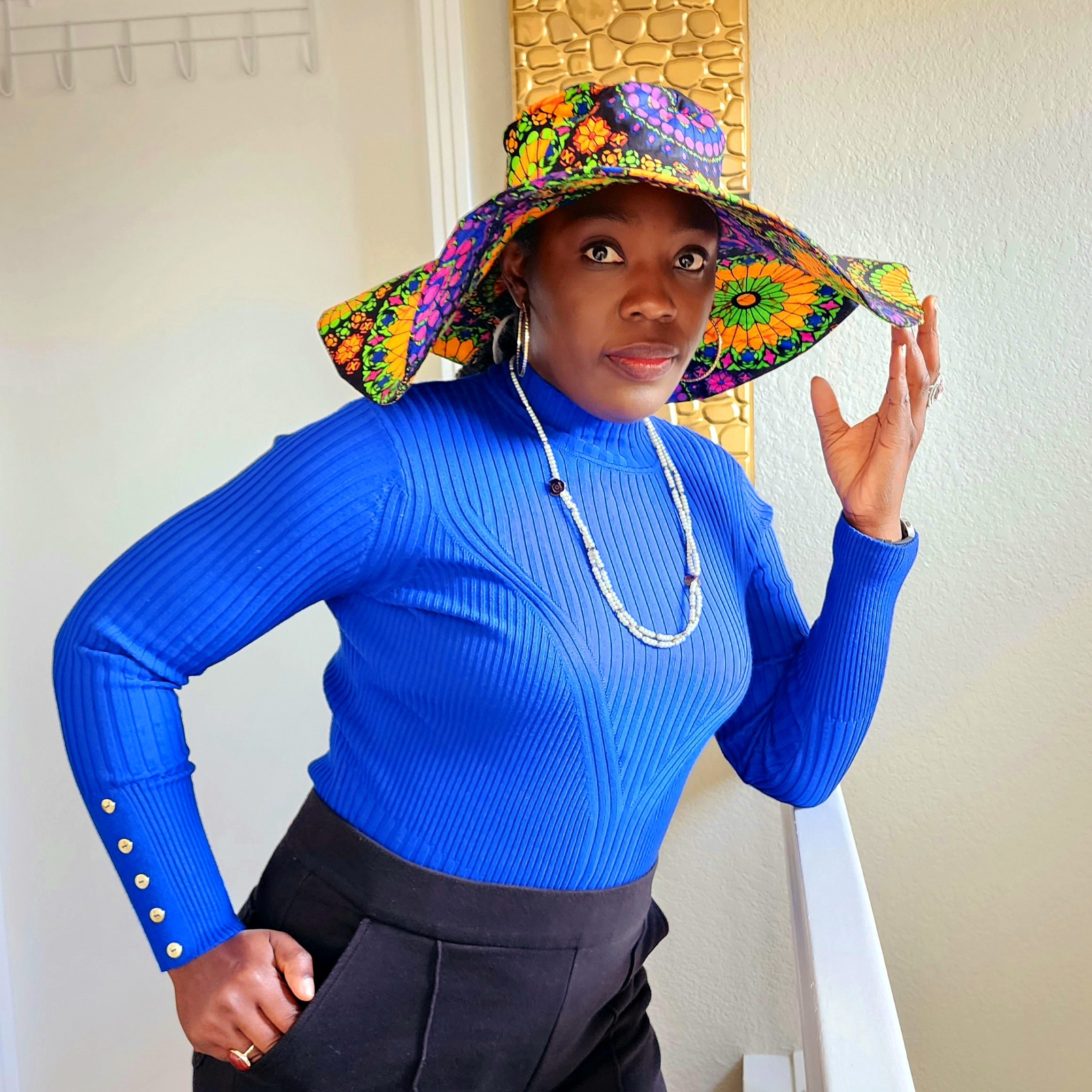 Wide Brim Sun Hat/beach Hats/uv Sun Visor/protection/big African Print ...