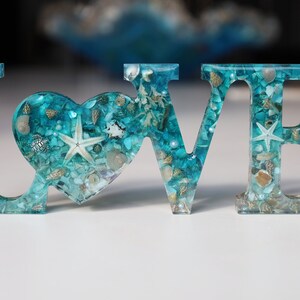 Epoxy Resin Sea Love Sign, Resin Beach Art, Unique Home Decor, Epoxy ...