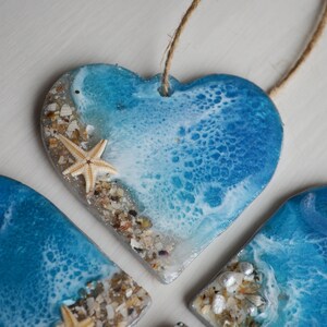Epoxy Resin Beach Heart Home Decor, Handmade Sea 3d Resin Painting ...