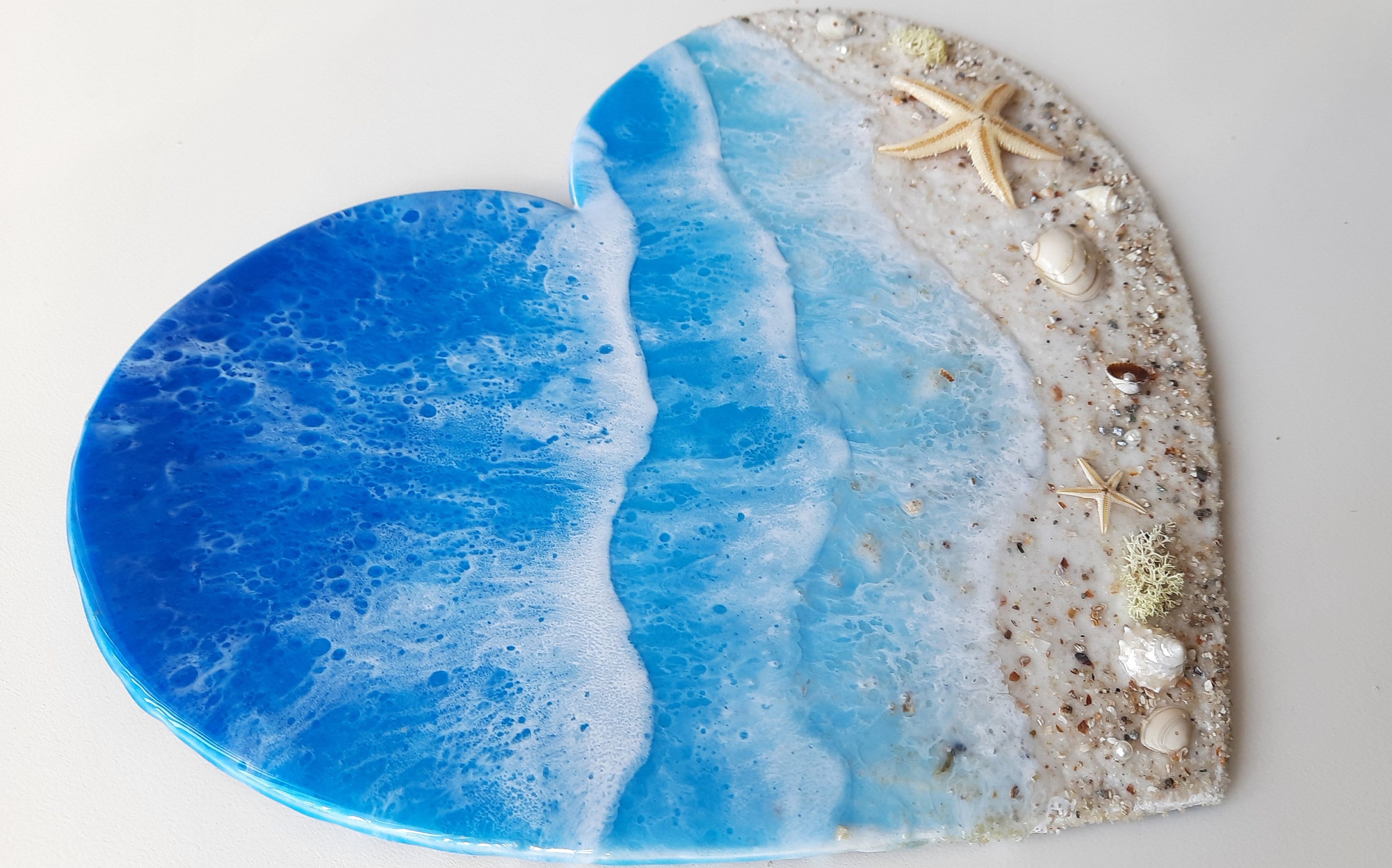 Epoxy Resin Sea Heart Resin Beach Love Art Epoxy Beach - Etsy UK