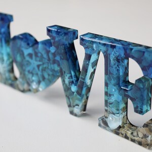 Epoxy Resin Sea Love Sign, Resin Beach Art, Unique Home Decor, Epoxy ...