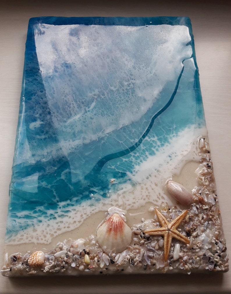 Resin Beach Art Resin Ocean Painting Epoxy Art Resin Art - Etsy