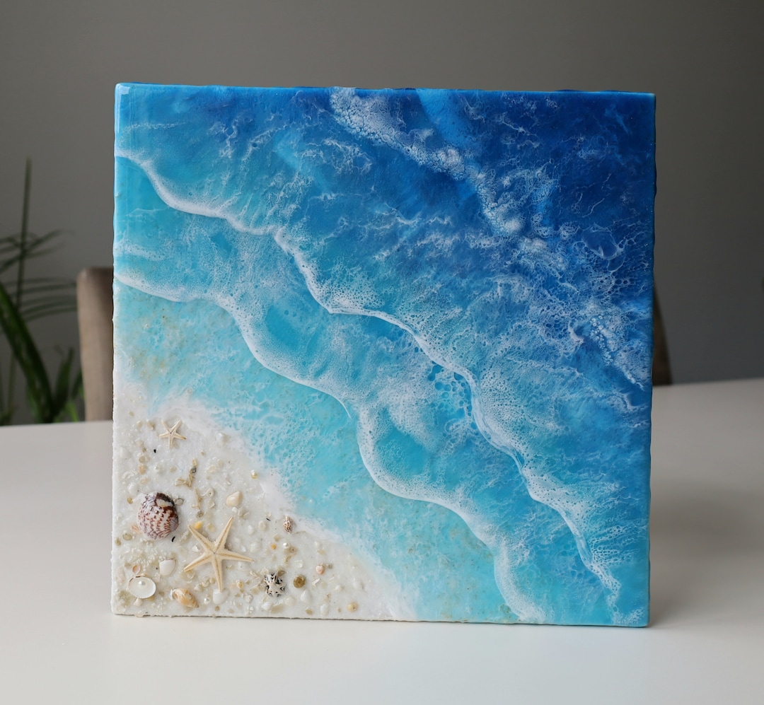 Custom Sizes Resin Ocean Beach Painting, Sea Theme Epoxy Resin Wall Art ...