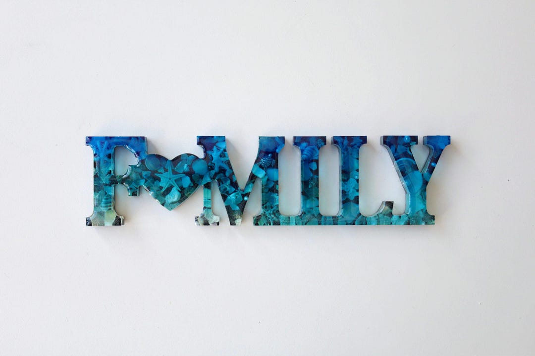 Epoxy Resin Family Sign: Seashell Beach Art Decor - Etsy