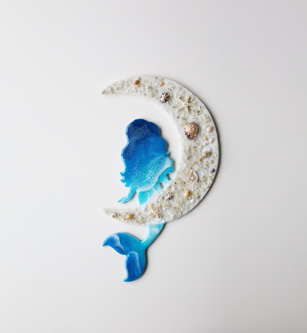 Epoxy Resin Art Sea Moon Mermaid, Resin Beach Art, Epoxy Painting ...