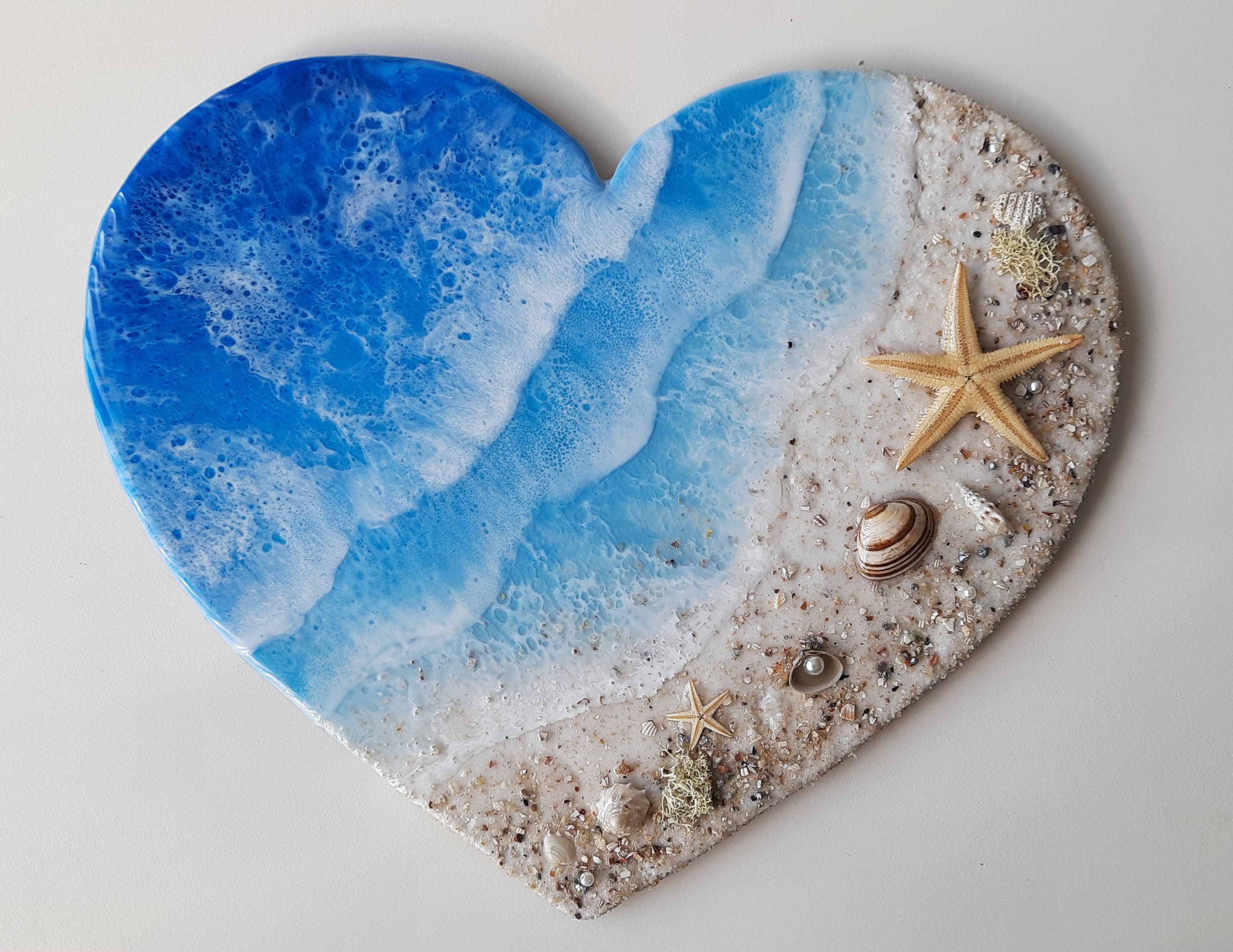 Epoxy Resin Sea Heart Resin Beach Love Art Epoxy Beach - Etsy UK