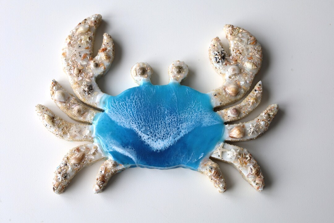Resin Beach Sea Crab, Epoxy Shell Ocean Crab, Resin Crab, Coastal Art ...