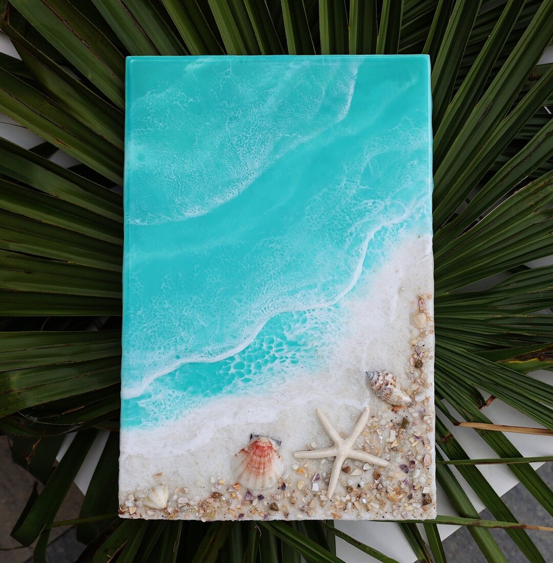 Resin Beach Art, 3d Resin Painting, Ocean Epoxy Art, Resin Art Sea ...