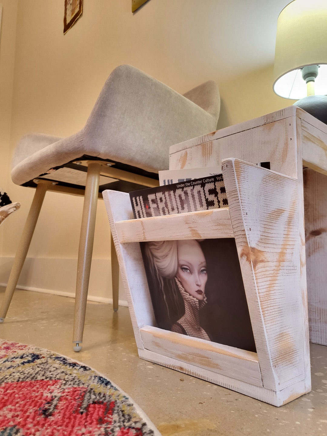 Magazine End Table: Rustic, Whitewashed, Living Room, Shabby Chic, Boho ...