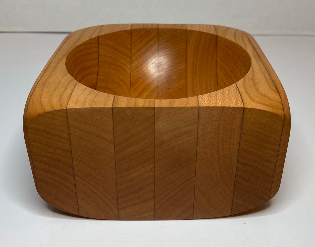 Segmented Cherry Wood Block Bowl - Etsy