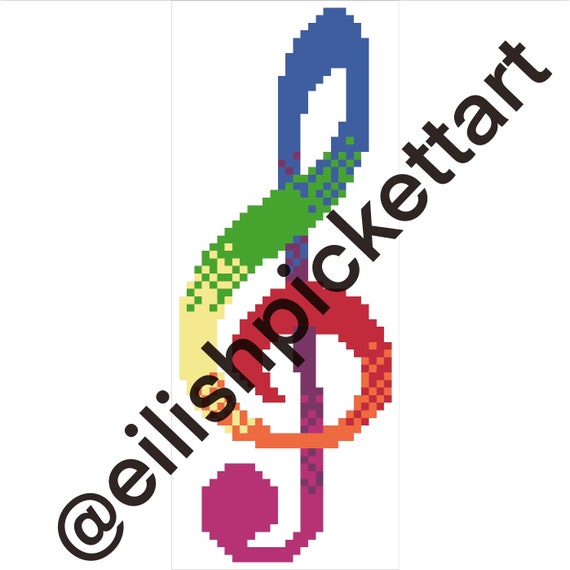 Rainbow Treble Clef Cross Stitch Pattern PDF | Etsy