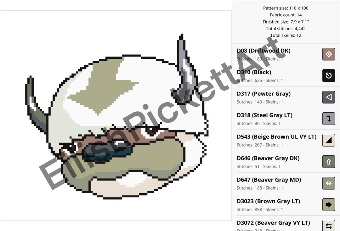 Appa Head Cross Stitch Pattern PDF - Etsy