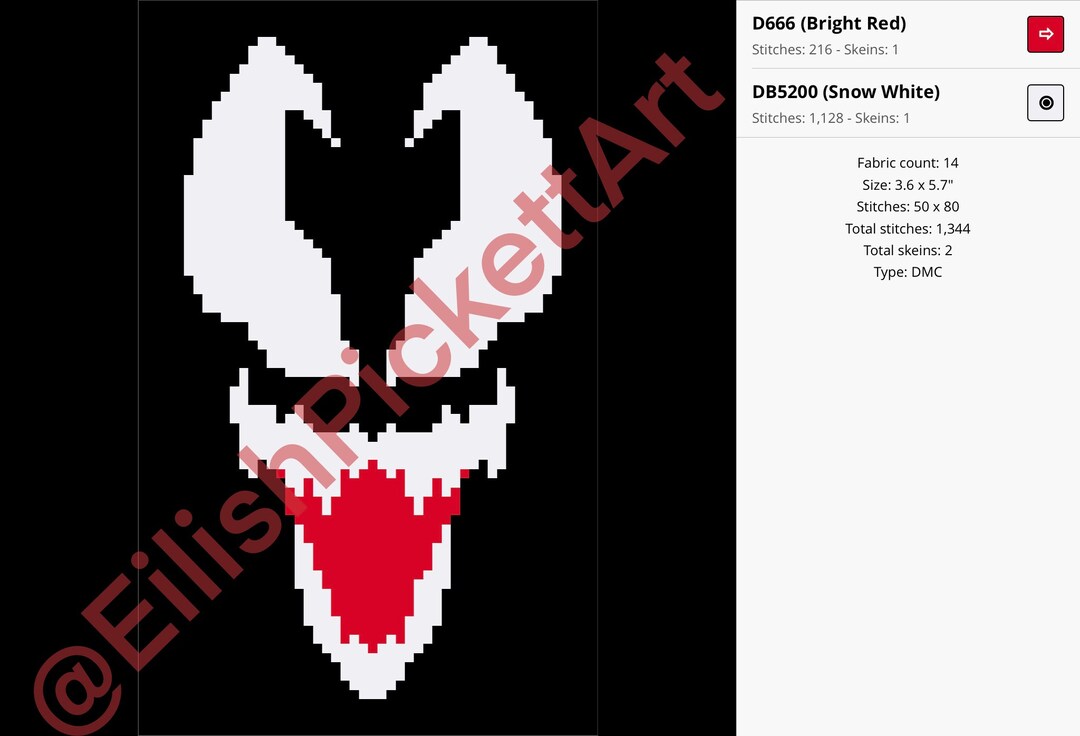 Venom Cross Stitch Pattern PDF - Etsy