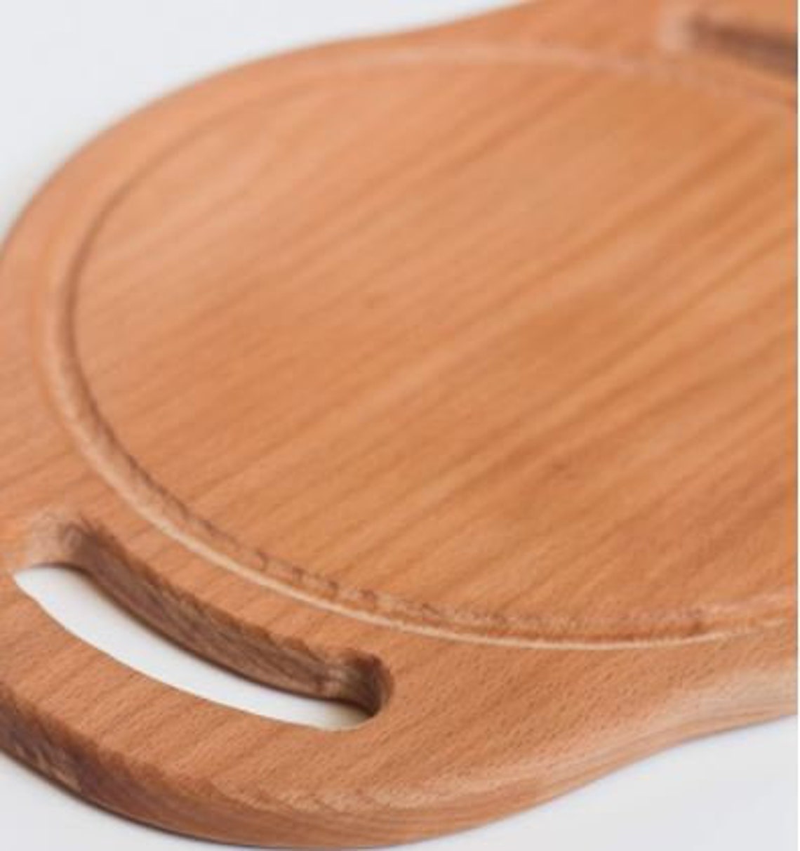 Round Wooden Cutting Board With Handles & Juice Groove | Etsy