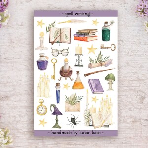 Spell Writing Sticker Sheet Witchy Stickers Book of Shadows Grimoire Stickers Witchcraft Planner ...