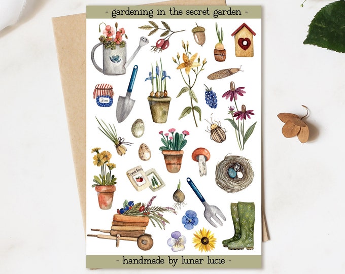Gardening in the Secret Garden Stickers | Cottagecore Nature Sticker ...