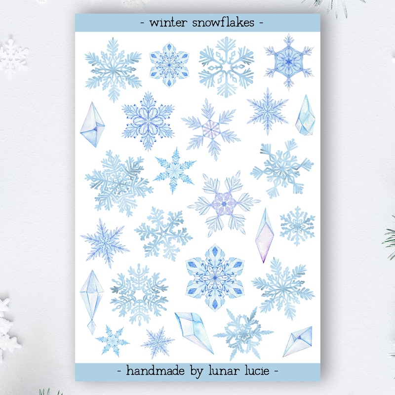 Snowflake Stickers - Etsy UK